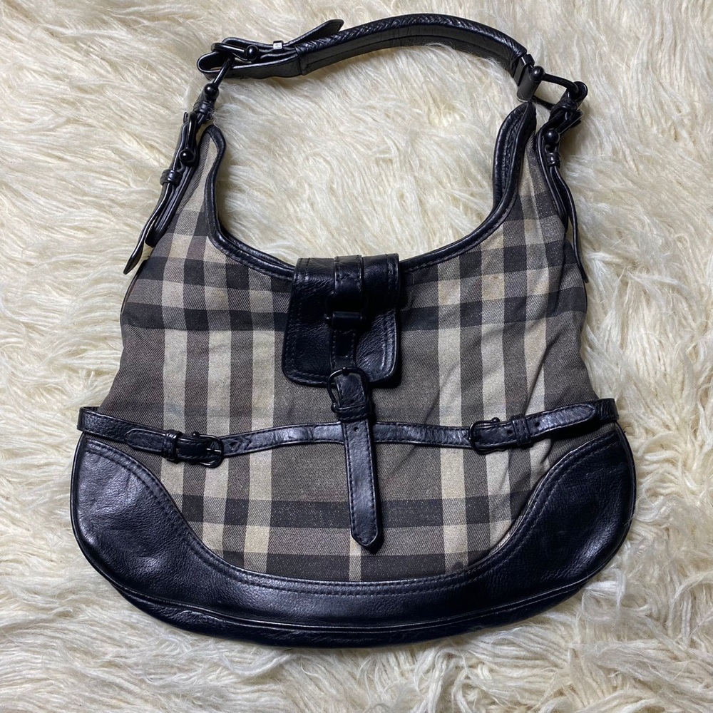 Burberry Rare Check Shimmer Metallic Leather Accented… - Gem